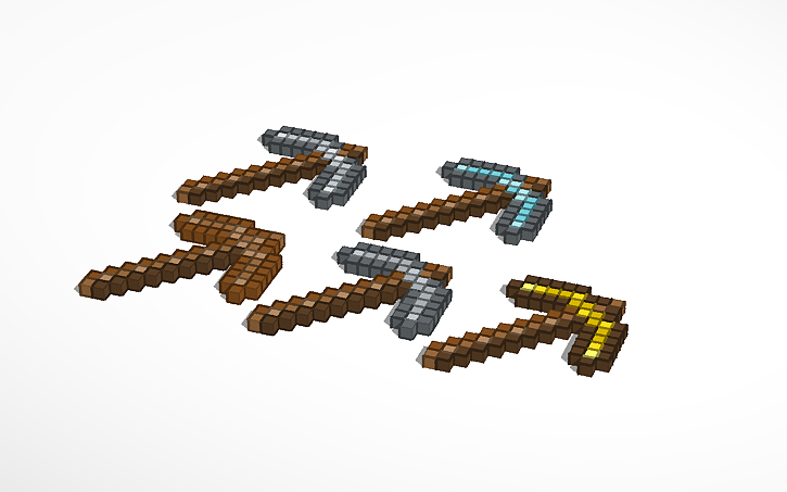 3D design Minecraft Tools: pickaxes-Blocky | Tinkercad