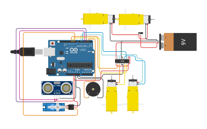 Circuit design Home Cleaning Robot - Tinkercad