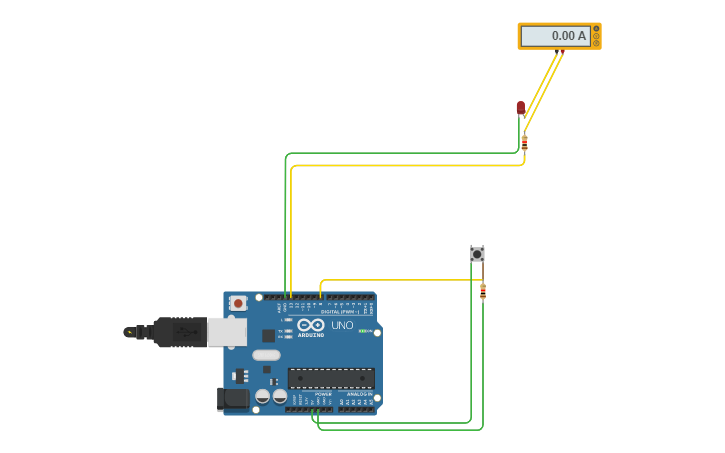 Circuit design Example 2: Button and LED - Tinkercad