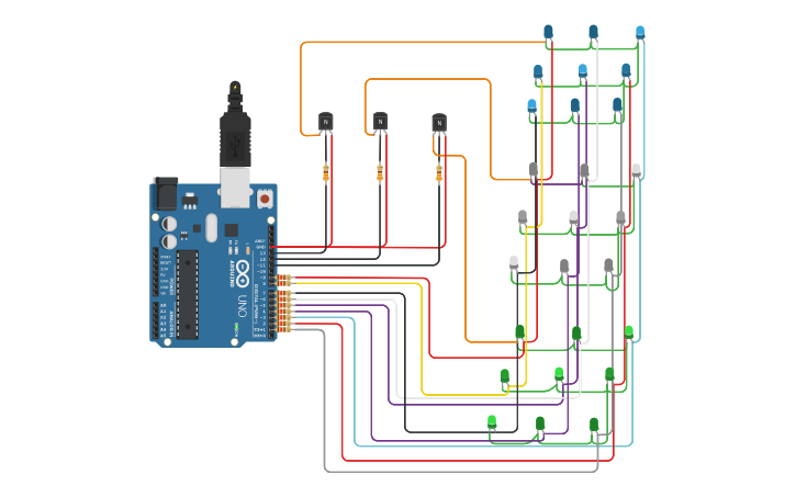 Circuit design LED 3x3x3 Cube - Tinkercad