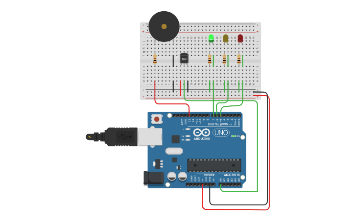 Circuit design IOT lab1-Temperature Monitoring System | Tinkercad