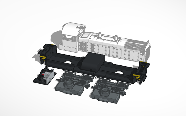 3D design EMD SW1500 1:160 diesel locomotive - Tinkercad