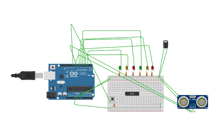 Circuit design traffic lights v2 | Tinkercad