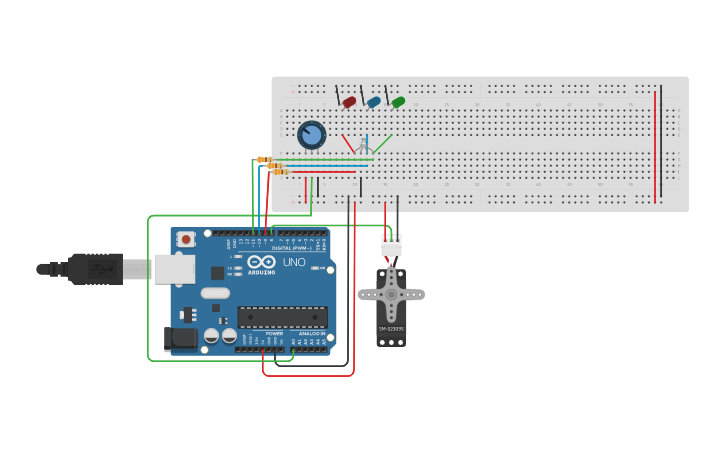 Circuit design SEII Práctica 3. Servomotor - Tinkercad Circuit design SEII Práctica 3. Servomotor - Tinkercad