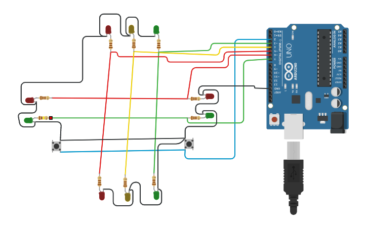 Circuit design Светофор - Tinkercad