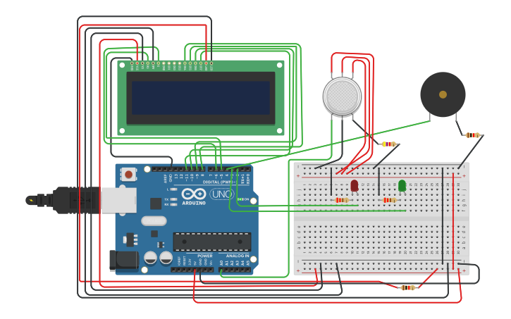 Circuit design Gas Sensor - Tinkercad