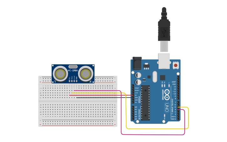 Circuit design Ultrasonic sensor - Tinkercad