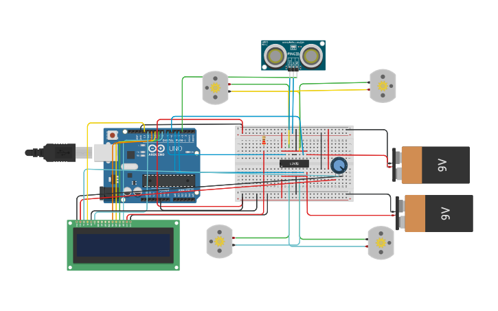 Circuit design Obstacle Avoider Mini Project | Tinkercad