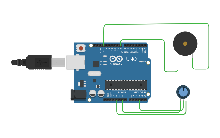 Circuit design Buzzer use - Tinkercad