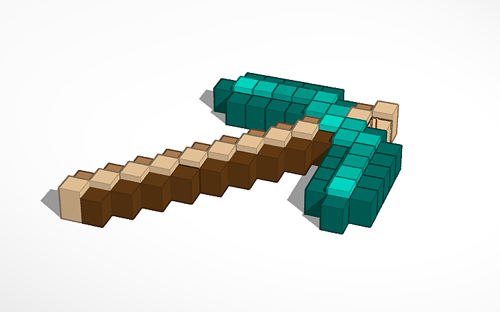 3D design Minecraft Diamond Pickaxe - Tinkercad