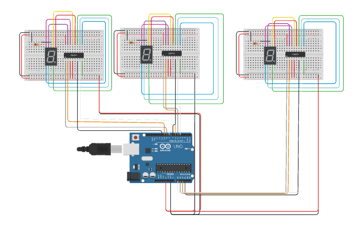 Circuit design 3 displays | Tinkercad