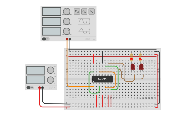 Circuit design counter up 2 bit - Tinkercad