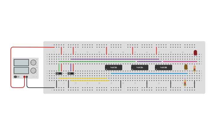 Circuit design HALF SUB USING BASIC GATES | Tinkercad
