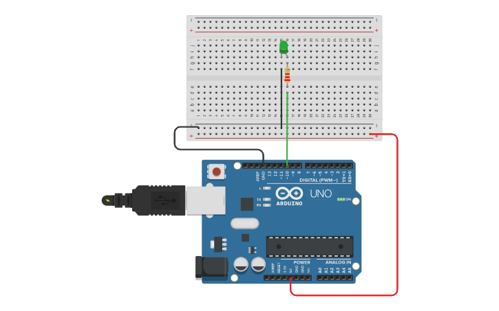 Circuit design LED Basic - Tinkercad