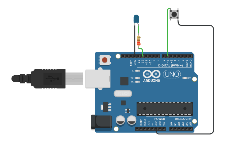 Circuit design Botão acende e apaga LED | Tinkercad Circuit design Botão acende e apaga LED | Tinkercad