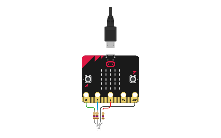 Circuit design Micro:bit com LED RGB - Tinkercad