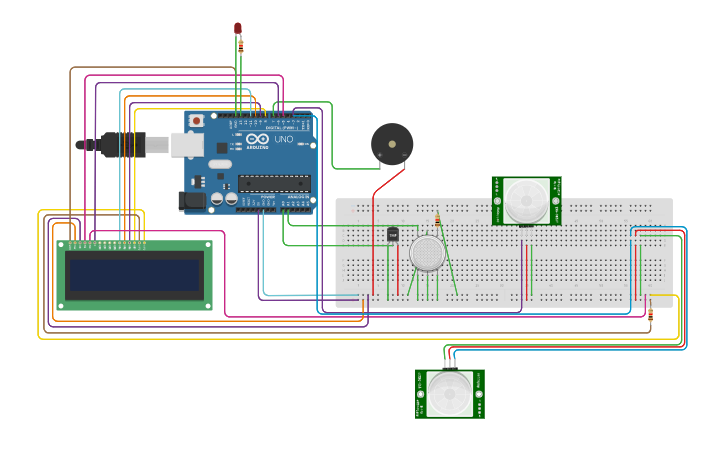 Circuit design Mine monitoring System | Tinkercad