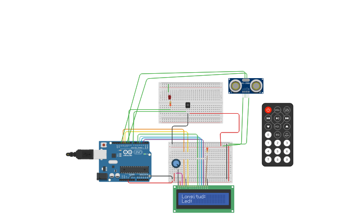 Circuit design Circuito 6 (Arduino+Bluetooth+LEDs+Sensor ultrasonico ...