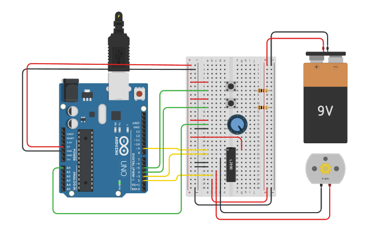 Circuit design Project 2: DC Motors - Tinkercad