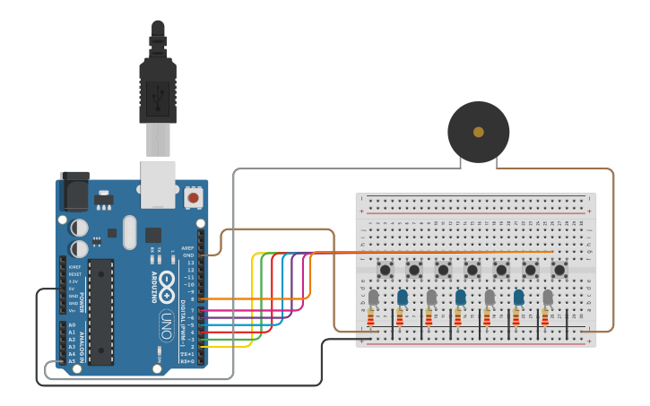 Circuit design PIANO - Tinkercad