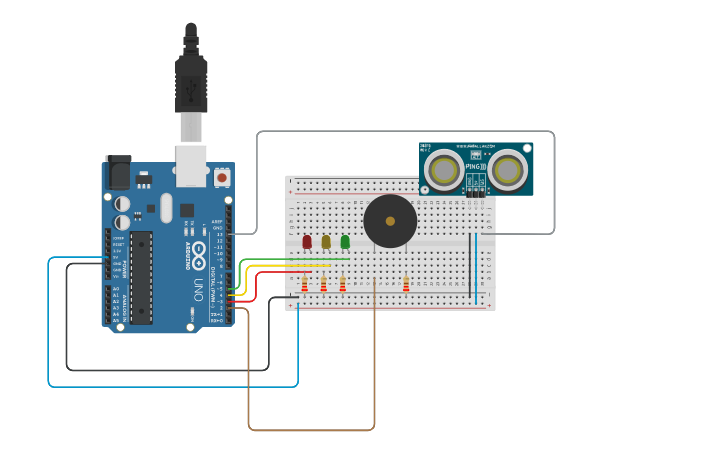 Circuit design ULTRASONIC - Tinkercad