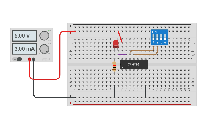 Circuit design 74HC02 | Tinkercad
