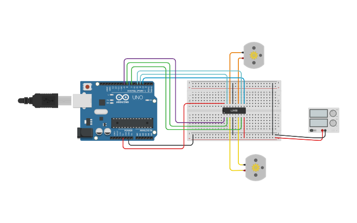 Circuit design L293D DC Motor Arduino Diagram - Tinkercad