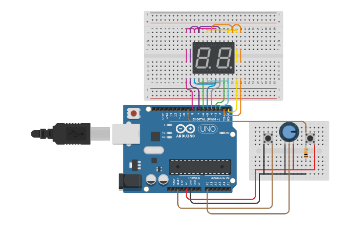 Circuit design Tugas Sismik Countdown Timer - Tinkercad