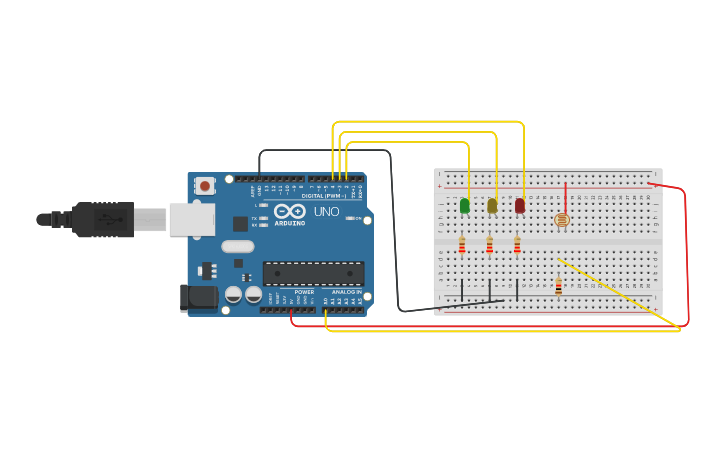Circuit design Arduino Light Sensing Circuit - Tinkercad