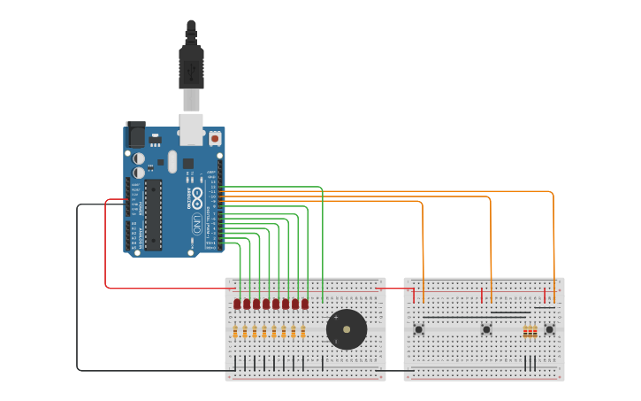 Circuit design Fizz Buzz Statement | Tinkercad