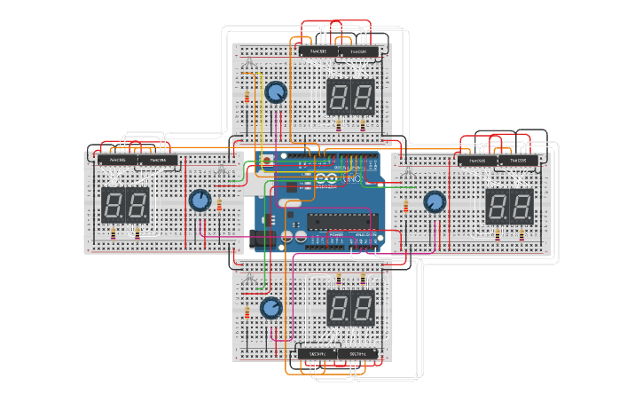 Circuit design traffic density control using arduno - Tinkercad