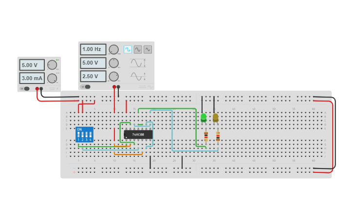Circuit design FLIP FLOP RS Síncrono - Tinkercad
