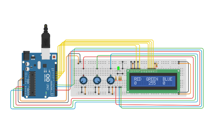 Circuit design RGB Color Mixer - Tinkercad