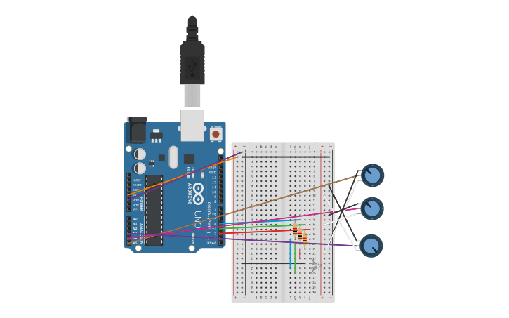 Circuit Design Rgb With 3 Potentiometers Tinkercad