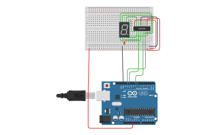 Circuit design shift register | Tinkercad