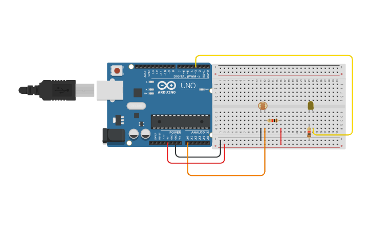 Circuit design Sensor ldr - Tinkercad