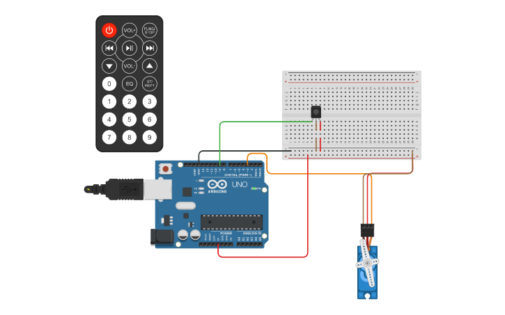 Circuit design Servo motor + Sensor IR - Tinkercad