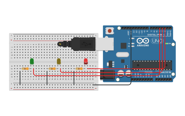 Circuit design Smart traffic lights - Tinkercad