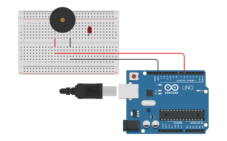 Circuit design Buzzer(práctica) | Tinkercad
