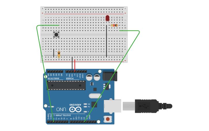 Circuit Design Pushbutton Example Tinkercad