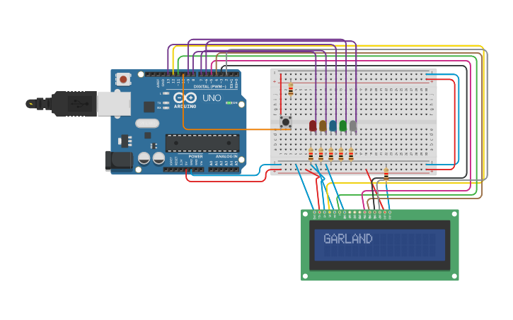 Circuit design Garland - Tinkercad