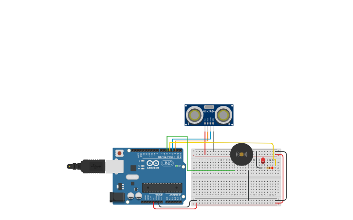 Circuit design Sensor ultrasonido - Tinkercad