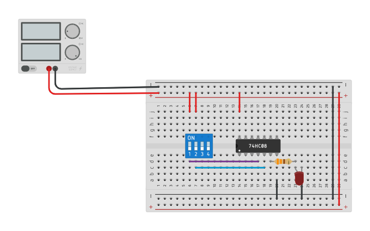 Circuit design compuerta AND - Tinkercad