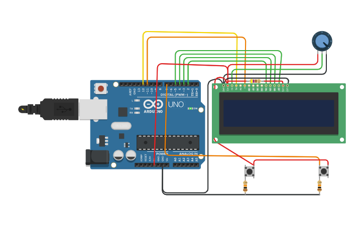 Circuit design blink bez delay 2 | Tinkercad