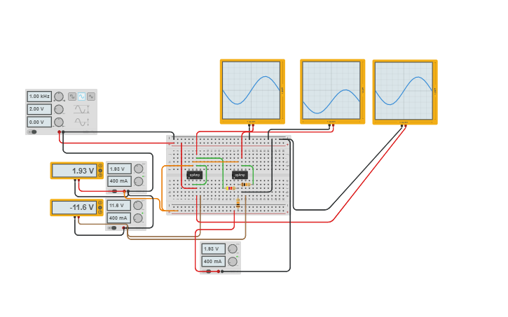 Circuit design Voltage Follower and Summing Amplifier - Tinkercad