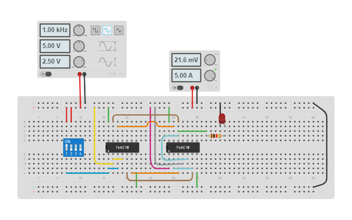 Circuit design T flip flop - Tinkercad