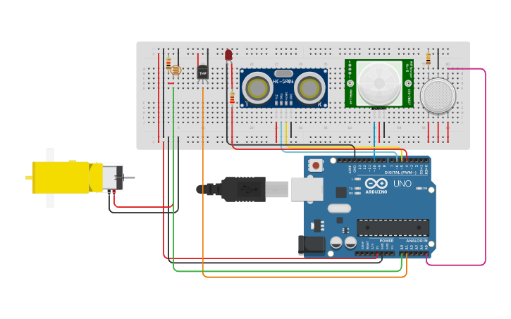 Circuit design manejo de sensores - Tinkercad Circuit design manejo de sensores - Tinkercad