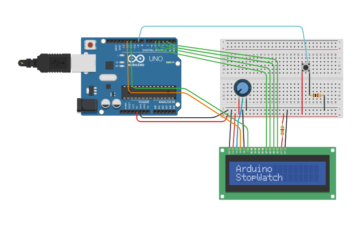 Circuit Design Arduino Stopwatch Tinkercad