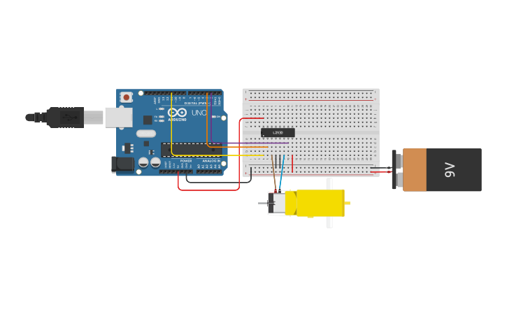 Circuit design Arduino_Breadboard_Gearmotor_01 | Tinkercad
