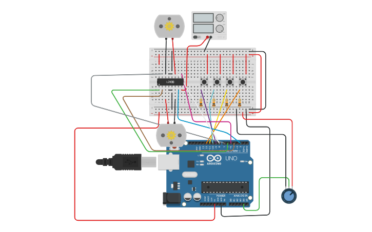 Circuit Design Arduino Car Tinkercad